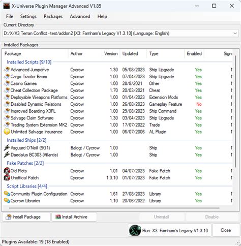 Introduction X Universe Plugin Manager