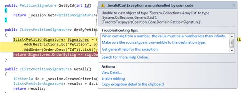 C Nhibernate Casting Issue Suspected Cause Is Incorrect Mapping