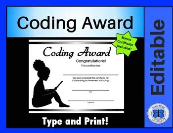 Coding Award Editable Girl Programmer By Diazi Blue Learning