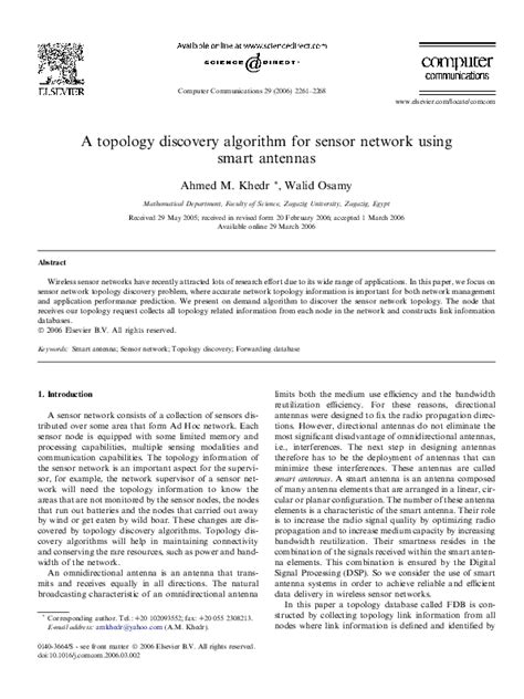 Pdf A Topology Discovery Algorithm For Sensor Networks With