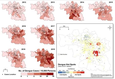 Ward Wise Spatial Distribution Of Dengue Cases 2012 2019 Indicating Download Scientific