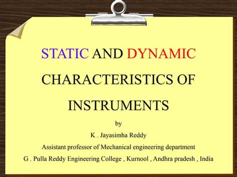 Static And Dynamic Characteristics Of Measuring Instrument Ppt