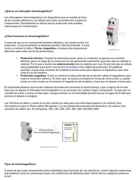 Qué Es Un Interruptor Termomagnético Pdf