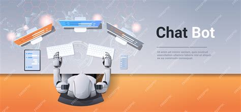 Premium Vector Support Chat Bot Robot Using Computer And Mobile