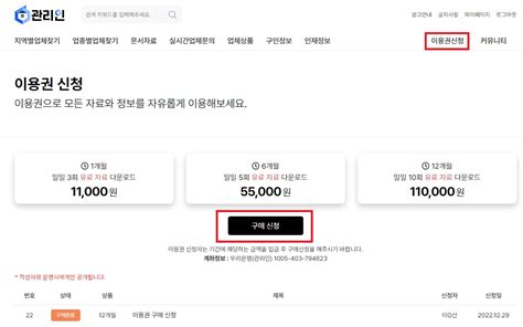 문서자료 이용권 신청안내 관리인