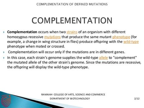Complementation Of Defined Mutations