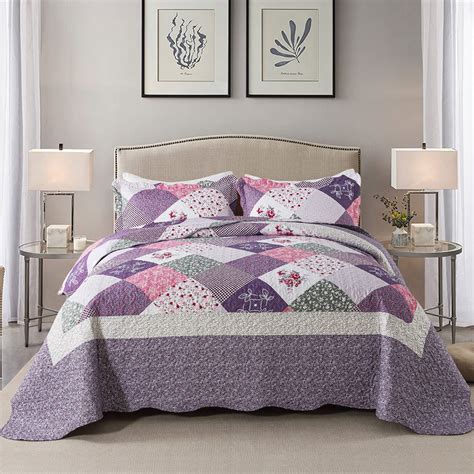 Honeilife Quilts Queen Size 3 Piece Microfiber Quilt Set Reversible