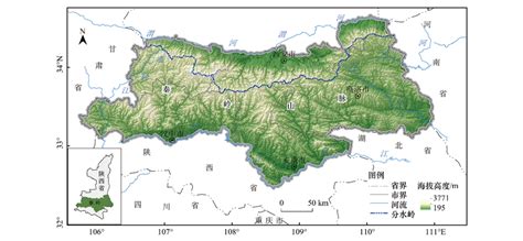 秦岭山脉陕西省地形图 陕西省山脉地形图 大山谷图库
