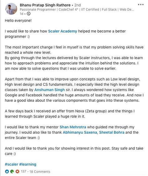 Scaler On Linkedin Programming Education Job Careers Developer