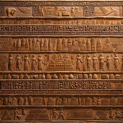 Sumerian Script And Cuneiform Language On Ancient Rock Monument Premium Ai Generated Image