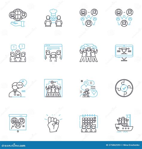 Staff Assembly Linear Icons Set Collaboration Communication Unity Meeting Diversity