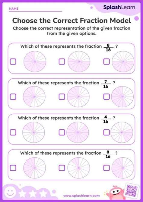 Choose The Correct Fraction Model Worksheet