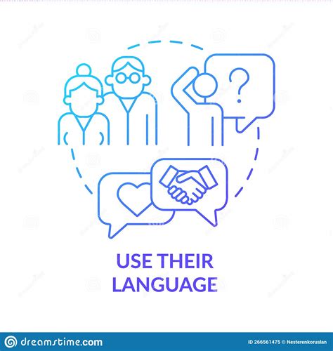 Use Their Language Blue Gradient Concept Icon Stock Illustration