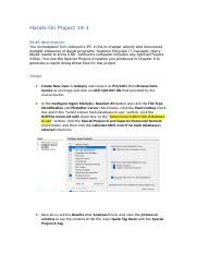 Hands On Projects Docx Hands On Project Brief Description You Investigated Tom