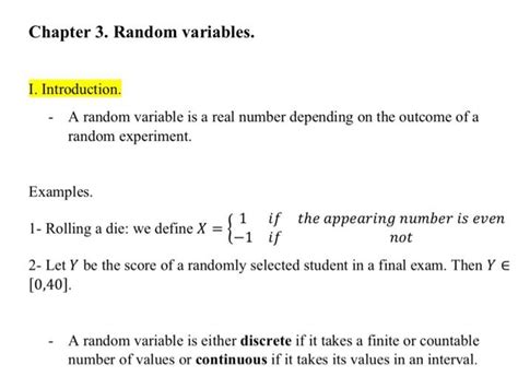 Solved Chapter Random Variables I Introduction A Chegg Com