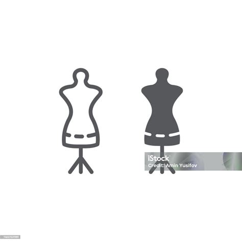 더미 라인과 글리프 아이콘 드레스 메이커 및 재단사 마네킹 기호 벡터 그래픽 흰색 배경에 선형 패턴을 맞춤 0명에 대한 스톡 벡터 아트 및 기타 이미지 Istock