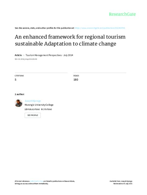 pdf an enhanced framework for regional tourism sustainable adaptation