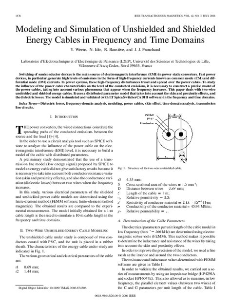 Pdf Modeling And Simulation Of Unshielded And Shielded Energy Cables