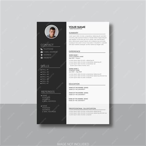 무료 이력서 템플릿 디자인 프리미엄 벡터
