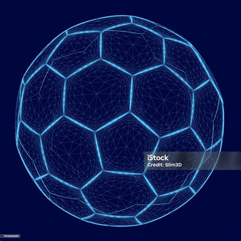 파란색 선의 축구공의 와이어 프레임입니다 다각형 축구 축구에 대한 스톡 벡터 아트 및 기타 이미지 축구 와이어 프레임 모델 3차원 형태 Istock