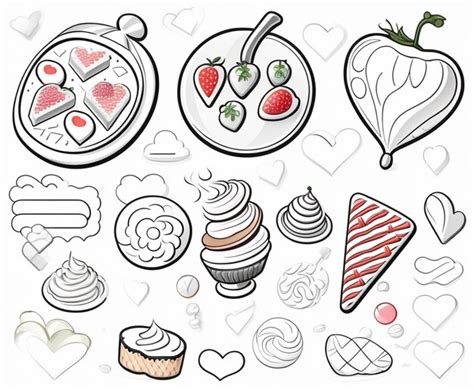 Colección De Alimentos Dulces En Blanco Y Negro Foto Premium
