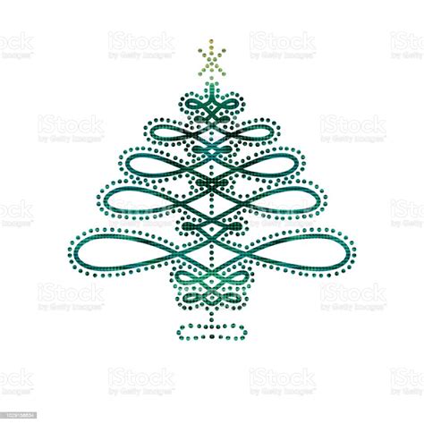 손으로 그린 크리스마스 트리 점 및 1 개의 한 줄의 붓글씨 장식 0명에 대한 스톡 벡터 아트 및 기타 이미지 0명 검은색 계절 Istock