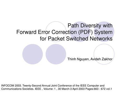 Ppt Path Diversity With Forward Error Correction Pdf System For Packet Switched Networks