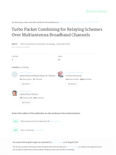Pdf Turbo Packet Combining For Relaying Schemes Over Multiantenna