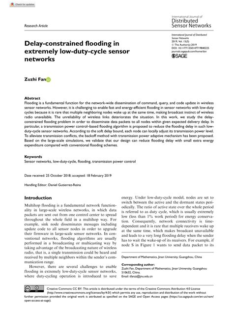 Pdf Delay Constrained Flooding In Extremely Low Duty Cycle Sensor Networks