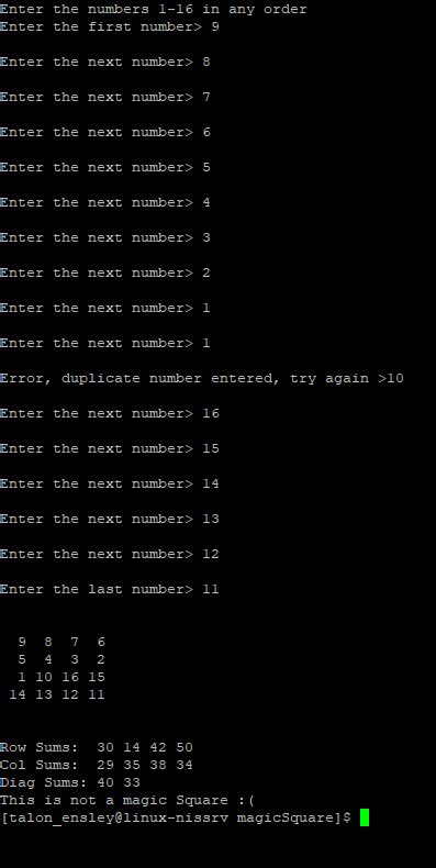 Solved Write A C Program That Reads In The Numbers 1 16 In Chegg