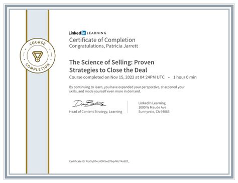 Patricia Jarrett On Linkedin Certificate Of Completion