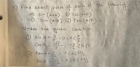 Solved Find Exact Value Of Each Of The Following A Chegg