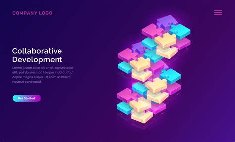 Collaborative Development Isometric Concept 21756962 Vector Art At Vecteezy