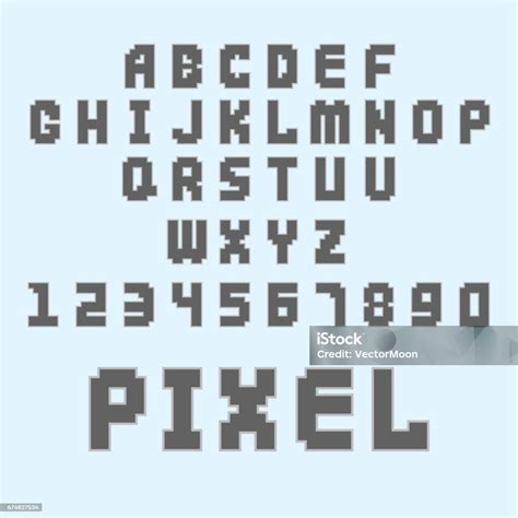 픽셀 복고풍 글꼴 비디오 컴퓨터 게임 디자인 8 비트 문자 번호 전자 미래 스타일 벡터 Abc 서체 디지털 크리에이 티브 알파벳 절연 3차원 형태에 대한 스톡 벡터 아트 및