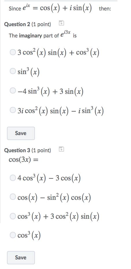 Solved Since E Cosxisinx Then Question 2 1 Point