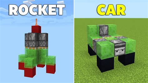 5 Vehicle Redstone Builds In Minecraft Bedrock Plane Car Youtube
