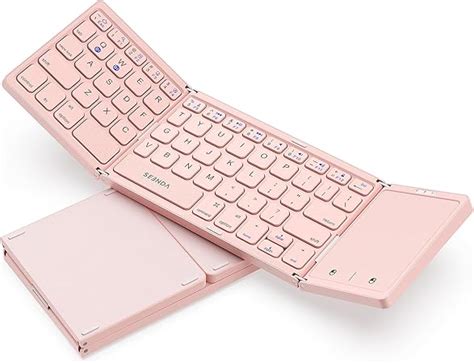 Seenda Foldable Bluetooth Keyboard For Travel Tri Folding Wireless Rechargeable