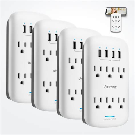 overtime 6 outlet extending surge protector multi outlet extender wall