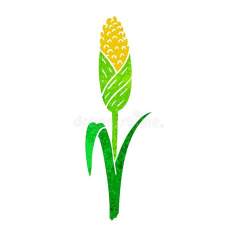 A Creative Retro Cartoon Doodle Of Fresh Corn On The Cob Stock Vector