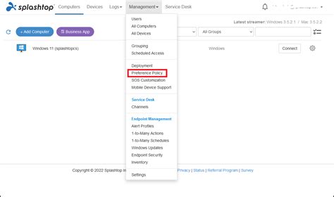 Preference Policy Splashtop Business Support