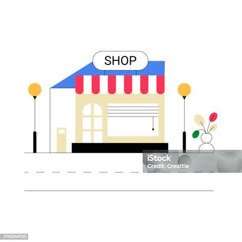 작은 상점 정면 평면 벡터 일러스트 레이 션 상징 하는 지역 소매업 쇼핑 및 도시 거리 흰색 배경에 고립 된 0명에 대한 스톡 벡터 아트 및 기타 이미지 Istock