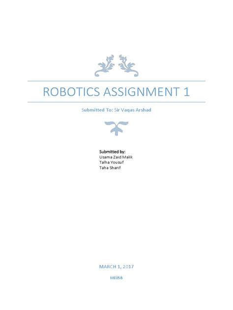 robotics assignment 1 submitted to sir vaqas arshad pdf systems