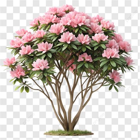 꽃 클립 아트 일러스트와 함께 핑크 진달래 부시 분홍색 진달래 덤불 꽃이 만발한 진달래 나무 진달래 덤불 클립 아트 Png 일러스트 및 이미지 에 대한 무료 다운로드