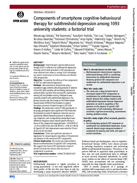 Pdf Components Of Smartphone Cognitive Behavioural Therapy For