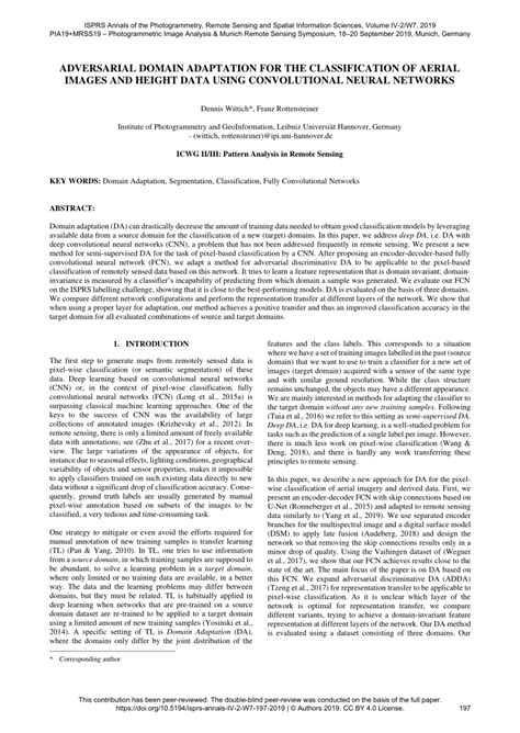 Pdf Adversarial Domain Adaptation For The Classification Of Aerial Images And Height Data