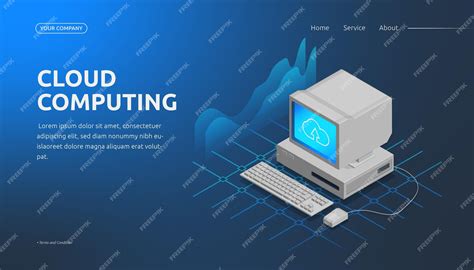 Premium Vector Cloud Computing Landing Page 3d Isometric