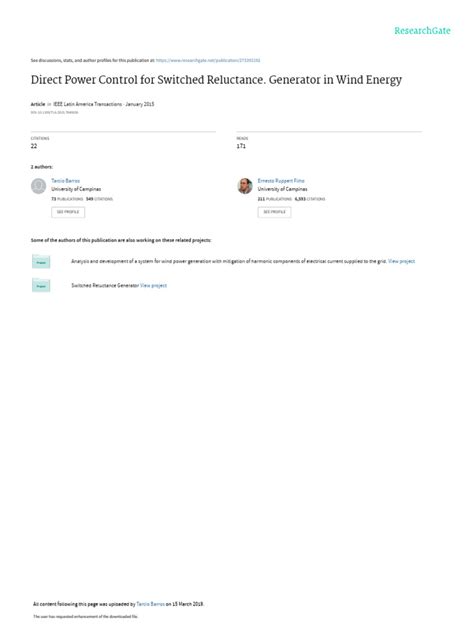 Direct Power Control For Switched Reluctance Generator In Wind Energy Pdf Engenharia
