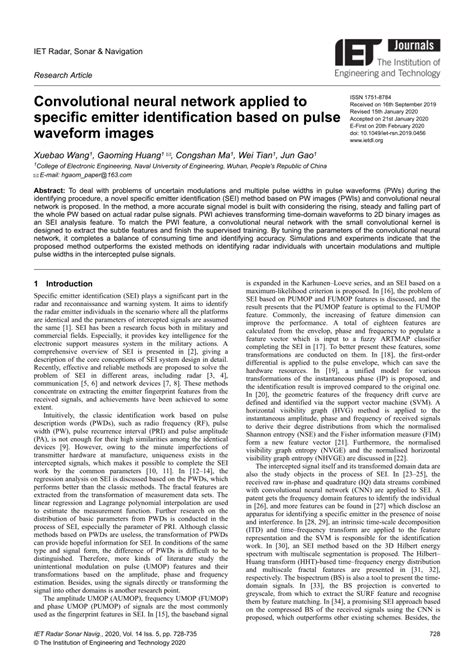 Convolutional Neural Network Applied To Specific Emitter Identification Based On Pulse Waveform