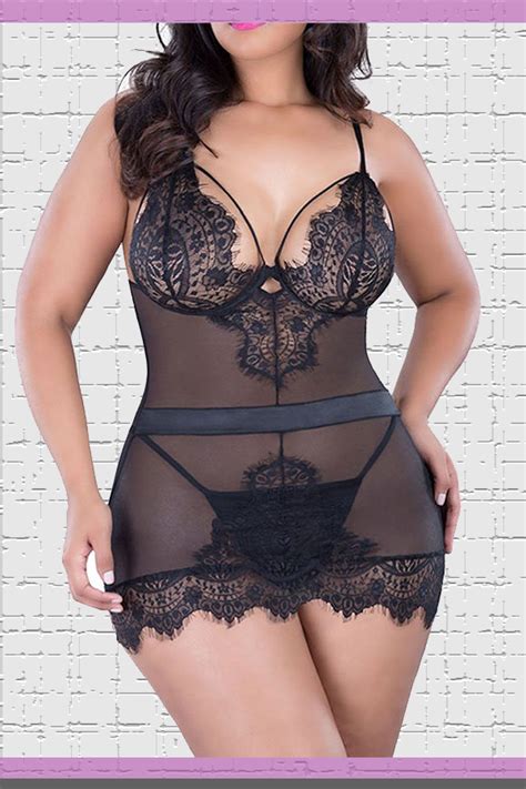 Plus Size Mesh Chemise