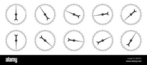 Set Of Round Measuring Scales With Rotating Arrows Collection Of 360 Degree Of Barometer